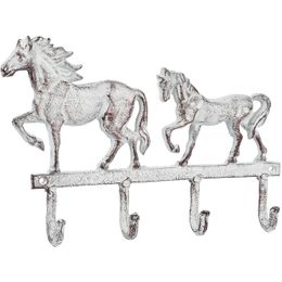 Garderobenhaken AMBIENTE HAUS "Pferde Haken aus Gusseisen", wei&szlig;, braun, grau, B:34cm H:23cm T:5cm, Gusseisen, Garderobenhalter, Garderobenhaken