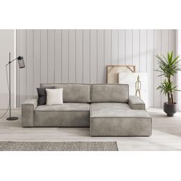 Ecksofa OTTO HOME "SHERWOOD L-Form, 267 cm - OTTO. Verl&auml;ssliche Qualit&auml;t.", grau (hellgrau), B:267cm H:85cm T:167cm, 100% Polyester, Sofas, Ecksofa, Schlaffunktion mit Bettkasten (210x136 cm), Cord, Vintage, Samtvelours