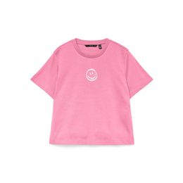 V&eacute;ro Moda Kurzarmshirt VERO MODA "VMSARA METTE SS TOP BOX JRS GA NOOS", Damen, Gr. L, prism pink print:1 smile hellwei&szlig;, Jersey, Obermaterial: 100% Baumwolle, bedruckt, regular fit normal, Rundhals, Shirts, Baumwolle, regular fit