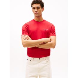 T-Shirt Tommy Hilfiger "BRAND LOVE SMALL HILFIGER", Jungen, Gr. M, medium rot, Single Jersey, Obermaterial: 100% Baumwolle, normal normal, Rundhals, Shirts T-Shirt, normale Passform, Rundhals, aus Jersey