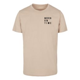 Kurzarmshirt MisterTee "MisterTee Herren Never On Time Tee", Jungen, Gr. XS, sand, 100% Baumwolle, unifarben, normal, Rundhals, Shirts
