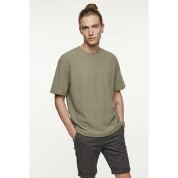 Jack & Jones Rundhalsshirt JACK & JONES "JJEHARRISON STRUCTURE TEE SS O-NECK LN", Jungen, Gr. M, gr&uuml;n (vetiver), Jersey, Obermaterial: 100% Baumwolle, unifarben, Rundhals, Shirts Rundhalsshirt, mit Rundhalsusschnitt