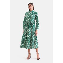 Sommerkleid Seidensticker, Damen, Gr. XL (42), Normalgr&ouml;&szlig;en, gr&uuml;n, 98% Baumwolle, 2% Elasthan, bedruckt, regular fit, Kleider Sommerkleid, 1/1 Kragen Druck