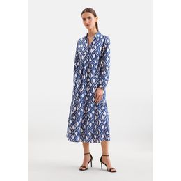 Sommerkleid Seidensticker, Damen, Gr. XL (42), Normalgr&ouml;&szlig;en, blau, 98% Baumwolle, 2% Elasthan, bedruckt, regular fit, Kleider Sommerkleid, 1/1 Kragen Druck