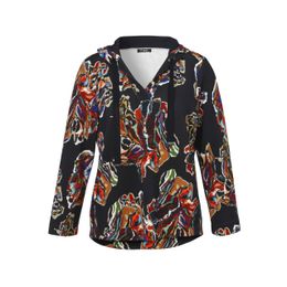 Sweatshirt frapp "frapp Sweatshirt", Damen, Gr. 46, bunt (navy multicolor), Obermaterial: 48% Viskose CV. 47% Polyester PES. 5% Elasthan EL., regular fit, V-Ausschnitt, Sweatshirts Sweatshirt, Gro&szlig;e Gr&ouml;&szlig;en