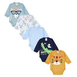 Langarmwickelbody TUPTAM "Wickelbody Baby Langarm Wickelbody im 5er Set", Jungen, Gr. 74, N-Gr, rot (farbenmix 1), Obermaterial: 100% Baumwolle CO., Bodys