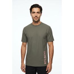 T-Shirt, Jungen, Gr. S (48), brush gr&uuml;n, Web, Obermaterial: 57% Baumwolle, 38% Polyester, 5% Elasthan, Calvin Klein Swimwear, unifarben, regular fit normal, Rundhals, eingesetzt abgesteppte Kante, Shirts T-Shirt, Regular fit mit Rundhalsausschnitt