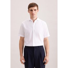 Businesshemd Seidensticker "Schwarze Rose", Herren, Gr. S (38), normale &Auml;rmell&auml;ngen, wei&szlig;, 100% Baumwolle, Strukturmuster, regular fit, Hemden, Regular 1/2 Kentkragen Struktur