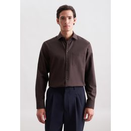 Flanellhemd Seidensticker "Schwarze Rose", Herren, Gr. L (42), normale &Auml;rmell&auml;ngen, dunkelbraun, 100% Baumwolle, unifarben, regular fit, 2-Knopf-Manschette, Hemden, Regular 1/1 Kentkragen Uni
