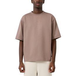 Kurzarmshirt QS, Jungen, Gr. M, braun, Jersey, Obermaterial: 53% Baumwolle, 46% Polyester, 1% Elasthan, bestickt, unifarben, weit h&uuml;ftbedeckend, Rundhals, abgesteppte Kante, Shirts, mit kleiner Logo-Stickerei