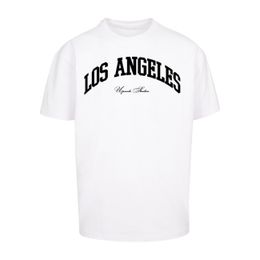 T-Shirt "Upscale by Mister Tee Unisex L.A. College Oversize Tee", Jungen, Gr. M, wei&szlig;, 100% Baumwolle, UPSCALE BY MISTER TEE, bedruckt, oversize, Rundhals, Shirts T-Shirt