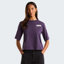 T-Shirt The North Face "W RETRO TRAIL BOXY SS TEE-GRAPHIC", Damen, Gr. L, endless dusk, Obermaterial: 100% Baumwolle, normal, Rundhals, Shirts T-Shirt