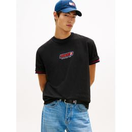 T-Shirt Tommy Jeans "90S VINTAGE LA", Jungen, Gr. M, schwarz, Single Jersey, Obermaterial: 100% Baumwolle, unifarben, regular fit normal, Rundhals, eingesetzt abgesteppte Kante, Shirts T-Shirt, Regular fit mit Markenprint