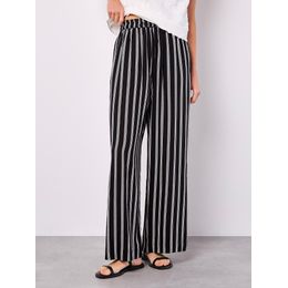 Relaxhose Apricot "Hose", Damen, Gr. XS (34), N-Gr, schwarz, Obermaterial: 88% Viskose CV. 12% Leinen LI., gestreift, Hosen Relaxhose, mit weitem Bein