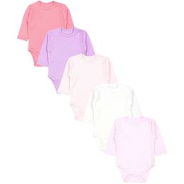 Langarmwickelbody TUPTAM "Wickelbody Baby Langarm Wickelbody im 5er Set", Jungen, Gr. 62, N-Gr, rosa (puderrosa ecru lavendel), Obermaterial: 100% Baumwolle CO., Bodys