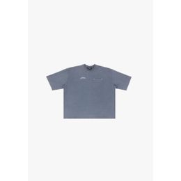 T-Shirt DROPSIZE "Dropsize HEAVY OVERSIZE POCKET T-SHIRT", Jungen, Gr. L, acid washed grau, 100% Baumwolle, unifarben, oversize, Rundhals, Shirts T-Shirt