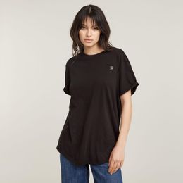 G-Star Raw T-Shirt G-STAR "Lash fem loose", Damen, Gr. XS, schwarz (dk schwarz), Jersey, Obermaterial: 100% Baumwolle, unifarben, loose fit, Rundhals, mit Umschlag, Shirts T-Shirt, mit fixiertem Umschlagsaum