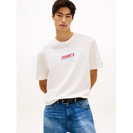 T-Shirt Tommy Jeans "90S VINTAGE LA", Jungen, Gr. M, ancient wei&szlig;, Single Jersey, Obermaterial: 100% Baumwolle, unifarben, regular fit normal, Rundhals, eingesetzt abgesteppte Kante, Shirts T-Shirt, Regular fit mit Markenprint