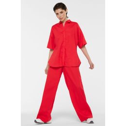 Schlupfhose SENSES.THE LABEL, Damen, Gr. S, Normalgr&ouml;&szlig;en, spicy rot, Web, Material: 75% Leinen, 25% Baumwolle, unifarben, weit lang, Hosen Schlupfhose, mit Elastikbund und Kordel