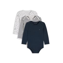 Langarmbody Tommy Hilfiger, Jungen, Gr. 80, N-Gr, schwarz night navy, Jersey, Obermaterial: 93% Baumwolle, 7% Elasthan, bedruckt, gemustert, unifarben, regular fit, Rundhals, abgesteppte Kante, Bodys, Bodys f&uuml;r Babys