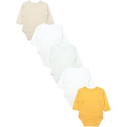 Langarmwickelbody TUPTAM "Wickelbody Baby Langarm Wickelbody 5er Pack", Jungen, Gr. 50, N-Gr, grau (grau_gelb_beige_wei&szlig;), Obermaterial: 100% Baumwolle CO., Bodys