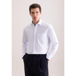 Businesshemd Seidensticker "Schwarze Rose", Herren, Gr. M (40), normale &Auml;rmell&auml;ngen, blau, 100% Baumwolle, bedruckt, regular fit, 2-Knopf-Manschette, Hemden, Regular 1/1 Kentkragen Druck