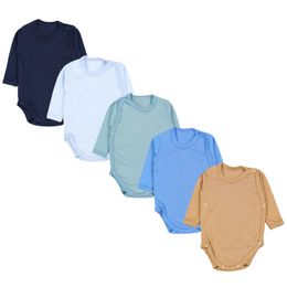 Langarmwickelbody TUPTAM "Wickelbody Baby Langarm Wickelbody 5er Pack", Jungen, Gr. 62, N-Gr, grau (junge 6), Obermaterial: 100% Baumwolle CO., Bodys