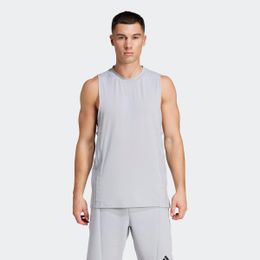 Tanktop adidas Performance "D4T 3S TANK", Herren, Gr. L, halo silber, Obermaterial: 81% Polyester, 14% Lyocell, 5% Elasthan, Rundhals, Tops Tanktop