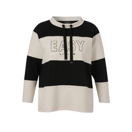 Sweatshirt Via Appia Due "Via Appia Due Sweatshirt", Damen, Gr. 44, schwarz-wei&szlig; (schwarz, vanille), Obermaterial: 49% Viskose CV. 43% Polyester PES. 8% Elasthan EL., relaxed fit, ohne Ausschnitt, Sweatshirts Sweatshirt, Gro&szlig;e Gr&ouml;&szlig;en
