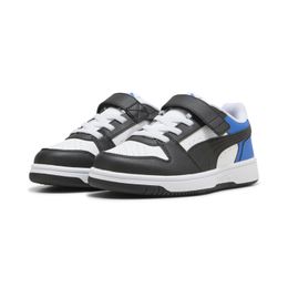 Sneaker Puma "REBOUND SLAM LO AC PS", M&auml;dchen, Gr. 28, Puma wei&szlig;, Puma schwarz, Puma team royal, Synthetik, Schuhe Sneaker