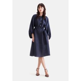 Sommerkleid Seidensticker, Damen, Gr. XS (34), Normalgr&ouml;&szlig;en, dunkelblau, 53% Leinen, 34% Lyocell, 13% Polyester, unifarben, regular fit, Rundhals, Kleider Sommerkleid, 1/1 Rundhals Uni