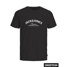 Jack & Jones T-Shirt JACK & JONES "JPRBLATOMMY SS TEE FST", Jungen, Gr. L, schwarz, Jersey, Obermaterial: 100% Baumwolle, bedruckt, regular fit normal, Rundhals, Shirts T-Shirt, mit Logo Schriftzug