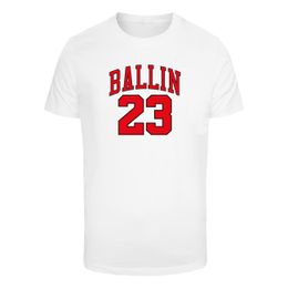 Kurzarmshirt MisterTee "MisterTee Herren Ballin 23 Tee", Jungen, Gr. M, wei&szlig;, 100% Baumwolle, unifarben, normal, Rundhals, Shirts