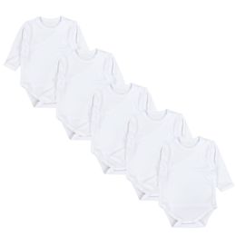 Langarmwickelbody TUPTAM "Wickelbody Baby Langarm Wickelbody 5er Pack", Jungen, Gr. 50, N-Gr, wei&szlig;, Obermaterial: 100% Baumwolle CO., Bodys