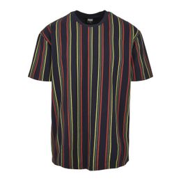 T-Shirt Urban Classics "Urban Classics Herren Printed Oversized Retro Stripe Tee", Jungen, Gr. XL, midnightnavy, burnedrot, 100% Baumwolle, gestreift, oversize, Rundhals, Shirts T-Shirt