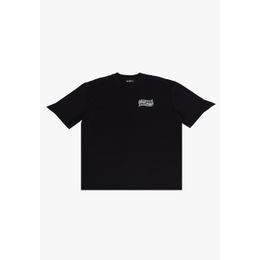 T-Shirt DROPSIZE "Dropsize HEAVY OVERSIZE MIRRORED LOGO T-SHIRT", Jungen, Gr. L, schwarz, 100% Baumwolle, bedruckt, oversize, Rundhals, Shirts T-Shirt