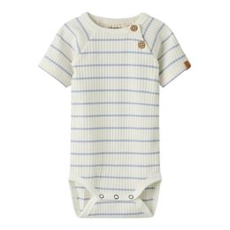 Kurzarmbody LIL' ATELIER "NBMKAIL SS SLIM BODY LIL NOOS", Jungen, Gr. 68, N-Gr, coconut milk stripes:zen blau, Jersey, Obermaterial: 95% Baumwolle, 5% Elasthan, gestreift, Rundhals, Bodys, Baumwollmischung, Kurzarm