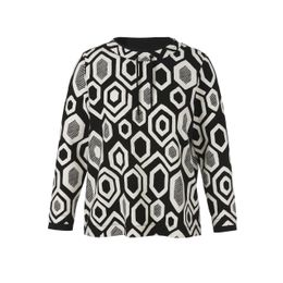 Sweatshirt Via Appia Due "Via Appia Due Sweatshirt", Damen, Gr. 48, schwarz-wei&szlig; (schwarz, creme), Obermaterial: 61% Viskose CV. 23% Polyamid PA. 16% Elasthan EL., regular fit, Sweatshirts Sweatshirt, mit Stehkragen, gro&szlig;e Gr&ouml;&szlig;en