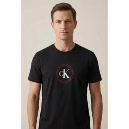 T-Shirt Calvin Klein Jeans, Jungen, Gr. S, schwarz, Web, Obermaterial: 100% Baumwolle, unifarben, regular fit normal, Rundhals, eingesetzt abgesteppte Kante, Shirts T-Shirt, Regular fit mit Rundhalsausschnitt