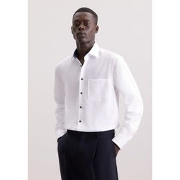 Businesshemd Seidensticker "Schwarze Rose", Herren, Gr. L (42), verl&auml;ngerte &Auml;rmell&auml;ngen, wei&szlig;, 100% Baumwolle, unifarben, regular fit, 2-Knopf-Manschette, Hemden, Regular 1/1 Extra lang Kentkragen Uni