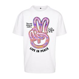 Kurzarmshirt "Upscale by Mister Tee Unisex Live in Peace Oversize Tee", Jungen, Gr. M, wei&szlig;, 100% Baumwolle, UPSCALE BY MISTER TEE, unifarben, oversize, Rundhals, Shirts