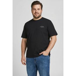 Jack & Jones PlusSize Rundhalsshirt "JJCOLLEGE LOGO TEE SS CREW NECK PLS", Jungen, Gr. 4XL, schwarz, Jersey, Obermaterial: 100% Baumwolle, JACK & JONES PLUSSIZE, bedruckt, regular fit, Rundhals, Shirts Rundhalsshirt