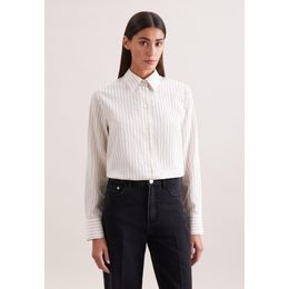 Hemdbluse Seidensticker, Damen, Gr. XXL (44), grau, 86% Viskose, 14% Polyamid, gestreift, relaxed fit, ohne Ausschnitt, Blusen Hemdbluse, 1/1 Kragen Gestreift