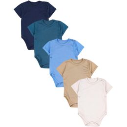 Kurzarmwickelbody TUPTAM "Wickelbody Baby Jungen Kurzarm Wickelbody 5er Set", Jungen, Gr. 80, N-Gr, blau (beige hellbeige petrolgr&uuml;n jeansblau dunkelblau), Obermaterial: 100% Baumwolle CO., Bodys