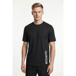 T-Shirt, Jungen, Gr. XL (54), schwarz, Web, Obermaterial: 57% Baumwolle, 38% Polyester, 5% Elasthan, Calvin Klein Swimwear, unifarben, regular fit normal, Rundhals, eingesetzt abgesteppte Kante, Shirts T-Shirt, Regular fit mit Rundhalsausschnitt