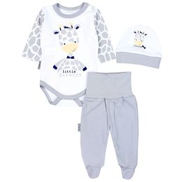 Langarmbody TUPTAM "Set Baby Bekleidungsset Langarmbody Hose M&uuml;tze3 teilig", Jungen, Gr. 50, N-Gr, orange (giraffe), Obermaterial: 100% Baumwolle CO., Bodys