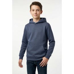 Kapuzensweatshirt ONLY & SONS JUNIOR "OSJCERES HOODIE SWT NOOS", Jungen, Gr. 134/140, blau (vintage indigo), angeraute Sweatware, Obermaterial: 65% Baumwolle, 35% Polyester, meliert, unifarben, regular fit normal, Rundhals, Rippb&uuml;ndchen, Sweatshirts, Baumwollmischung, regular fit