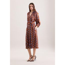 Sommerkleid Seidensticker, Damen, Gr. XS (34), Normalgr&ouml;&szlig;en, curry, 100% Viskose, bedruckt, regular fit, V-Ausschnitt, Kleider Sommerkleid, 3/4 V-Neck Druck
