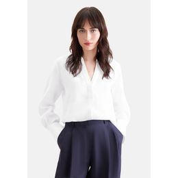 Klassische Bluse Seidensticker, Damen, Gr. L (40), wei&szlig;, 100% Leinen, unifarben, regular fit, V-Ausschnitt, Blusen Bluse, Tunika Uni