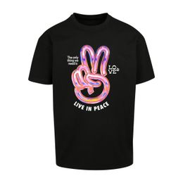 Kurzarmshirt "Upscale by Mister Tee Unisex Live in Peace Oversize Tee", Jungen, Gr. S, schwarz, 100% Baumwolle, UPSCALE BY MISTER TEE, unifarben, oversize, Rundhals, Shirts
